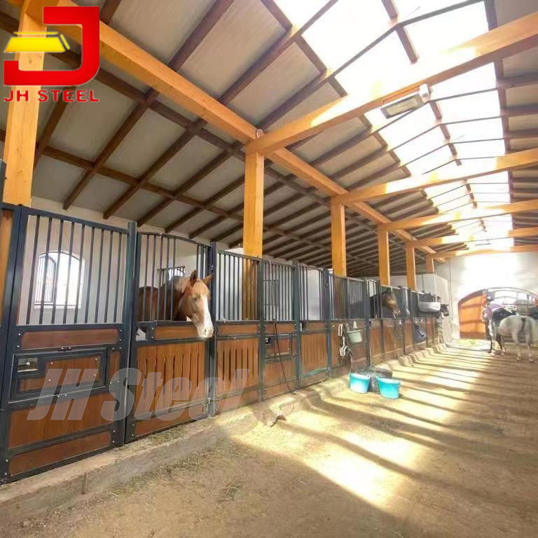 Hinged Door Interior Galvanized Horse Stalls 14 Foot Horse Box Stall