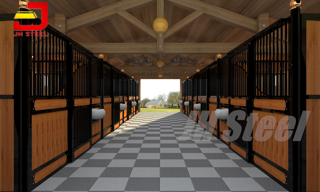 Metal Board Bamboo Wood European Horse Stalls With Many Options