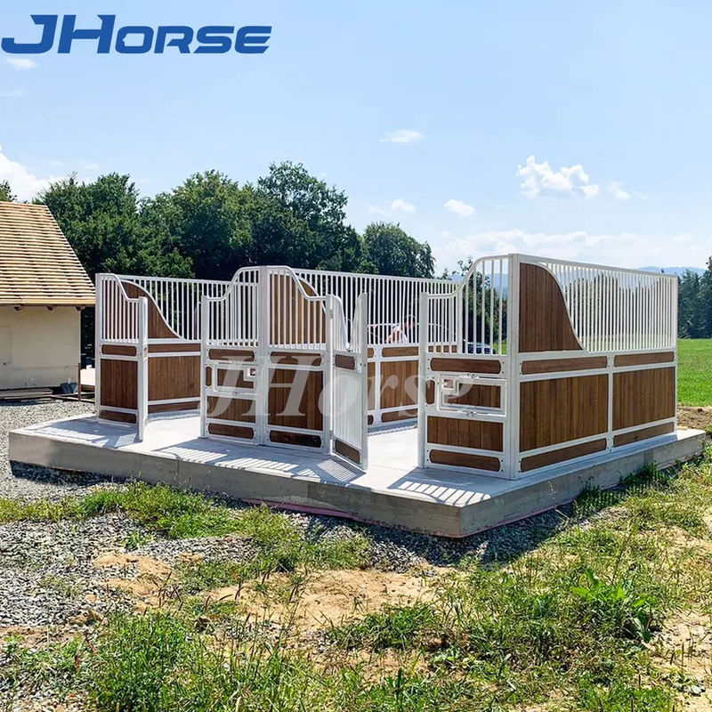 Q235 14ft Outdoor Horse Wash Stall Fronts With Optional Washroom Hose Boom