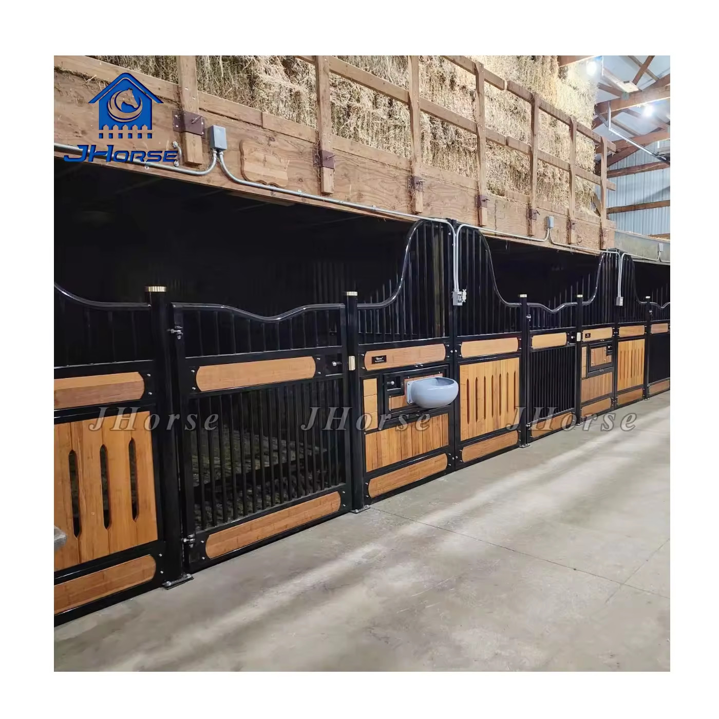 Steel And Bamboo Horse Stall Fronts Swing Or Sliding Door Welded Design For Strength And Beauty
